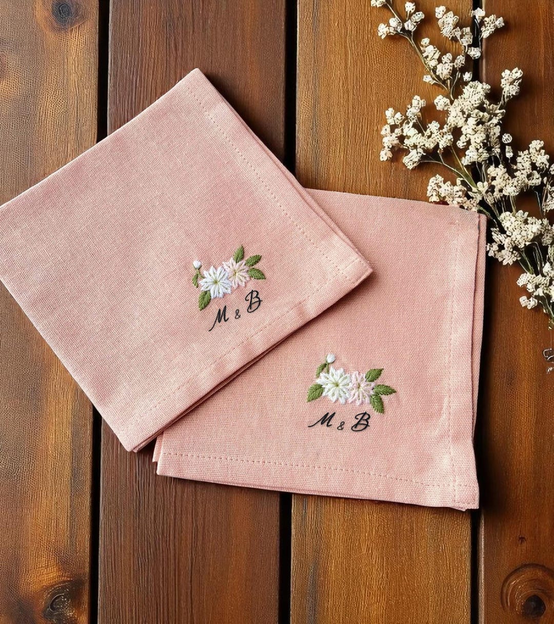 Custom Initial Embroidery Linen Wedding Handkerchiefs, Personalized ...