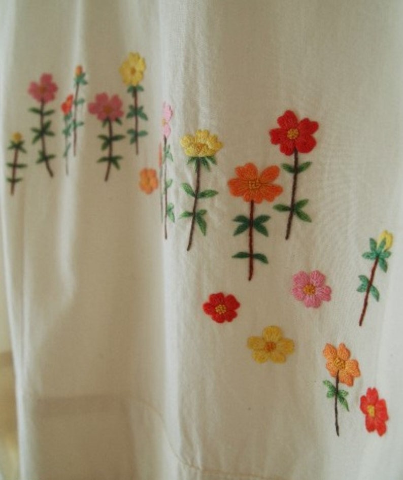 Colorful Floral Embroidery Apron for Women, Hand-embroidered Linen ...
