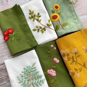 Custom Name Floral Embroidered Handkerchief, Personalized Hand ...