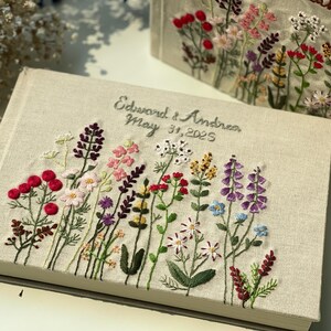 Custom Hand Embroidered Wildflowers Landscape Notebook, Personalized ...
