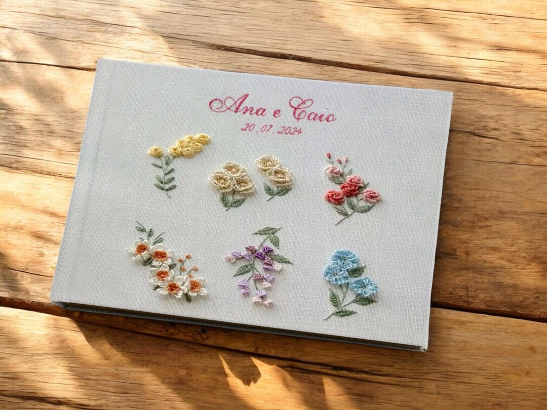 Personalized Hand-embroidered Flower Notebook, Custom Name Floral ...