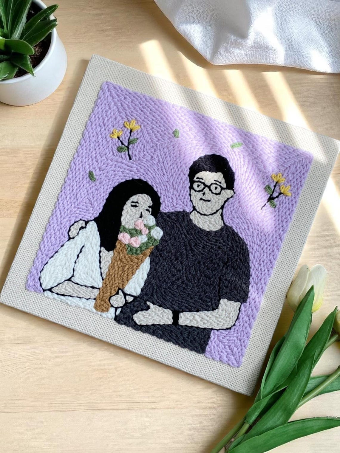 Personalized DIY Punch Needle Kit, Chibi Couple Portrait From Photo ...