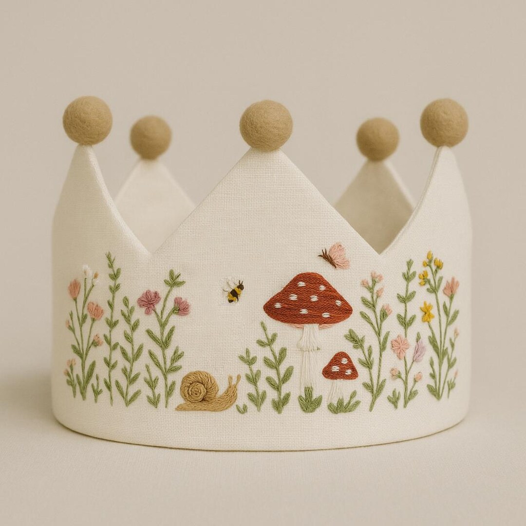 Personalized Mushroom in Flower Garden Hand Embroidered Birthday Party ...