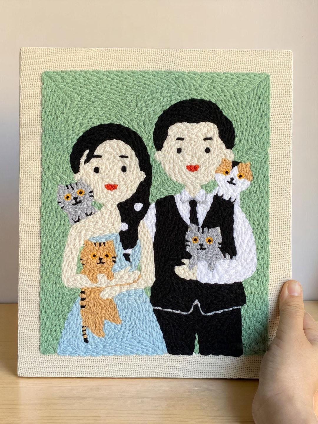Personalized DIY Punch Needle Kit, Chibi Couple Portrait From Photo ...
