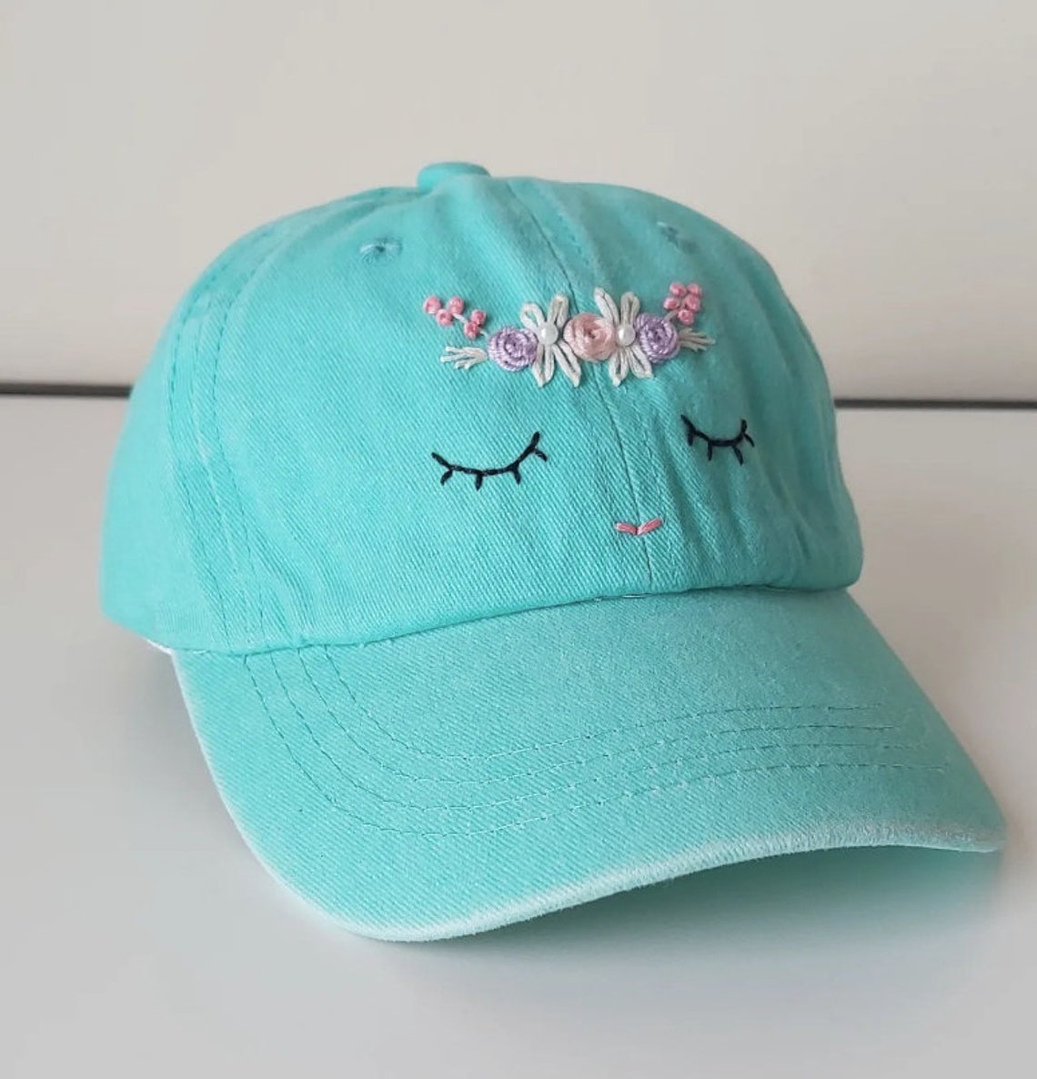 Unicorn Face Hand Embroidered Baseball Hat for Women, Embroidered Denim ...