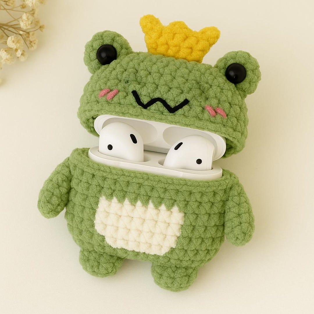 Cute Frog Prince Airpods 1/2/3/pro/pro 2 Case, Crochet Animals Airpods ...