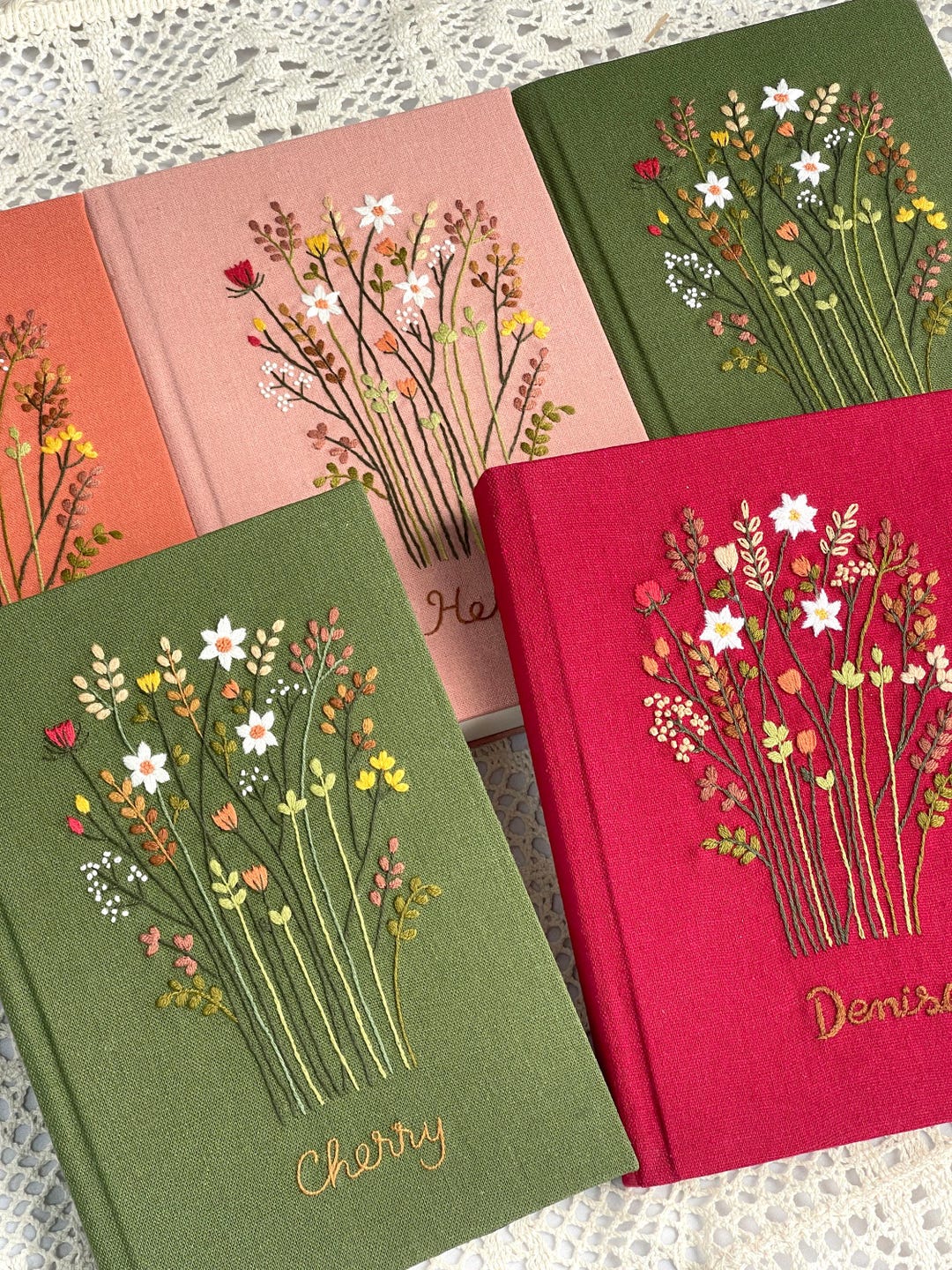 Personalized Hand Embroidered Wildflowers Notebook, Embroidered ...