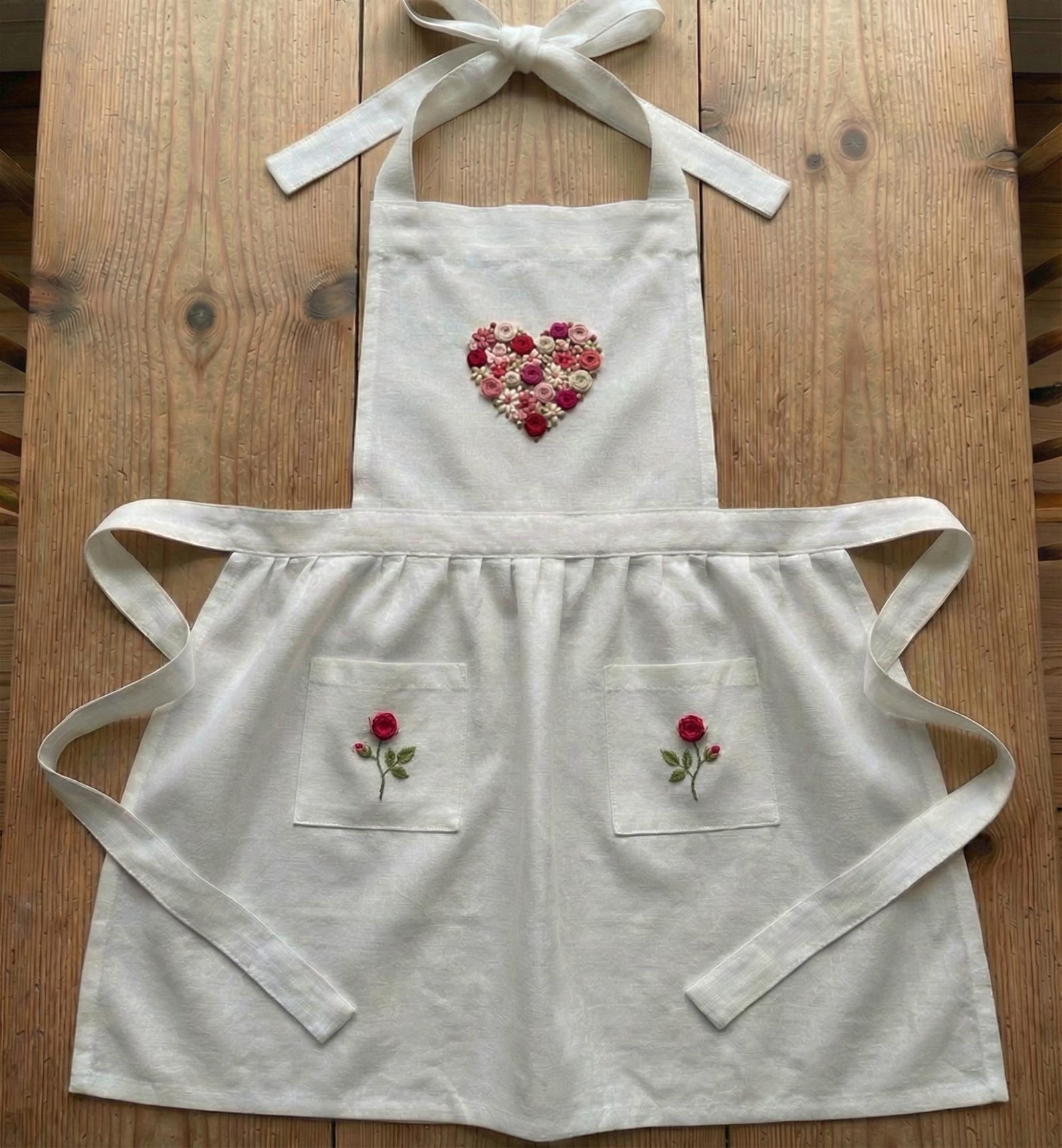 Valentine Embroidery Aprons, Personalized Apron, Embroidery Linen Apron ...