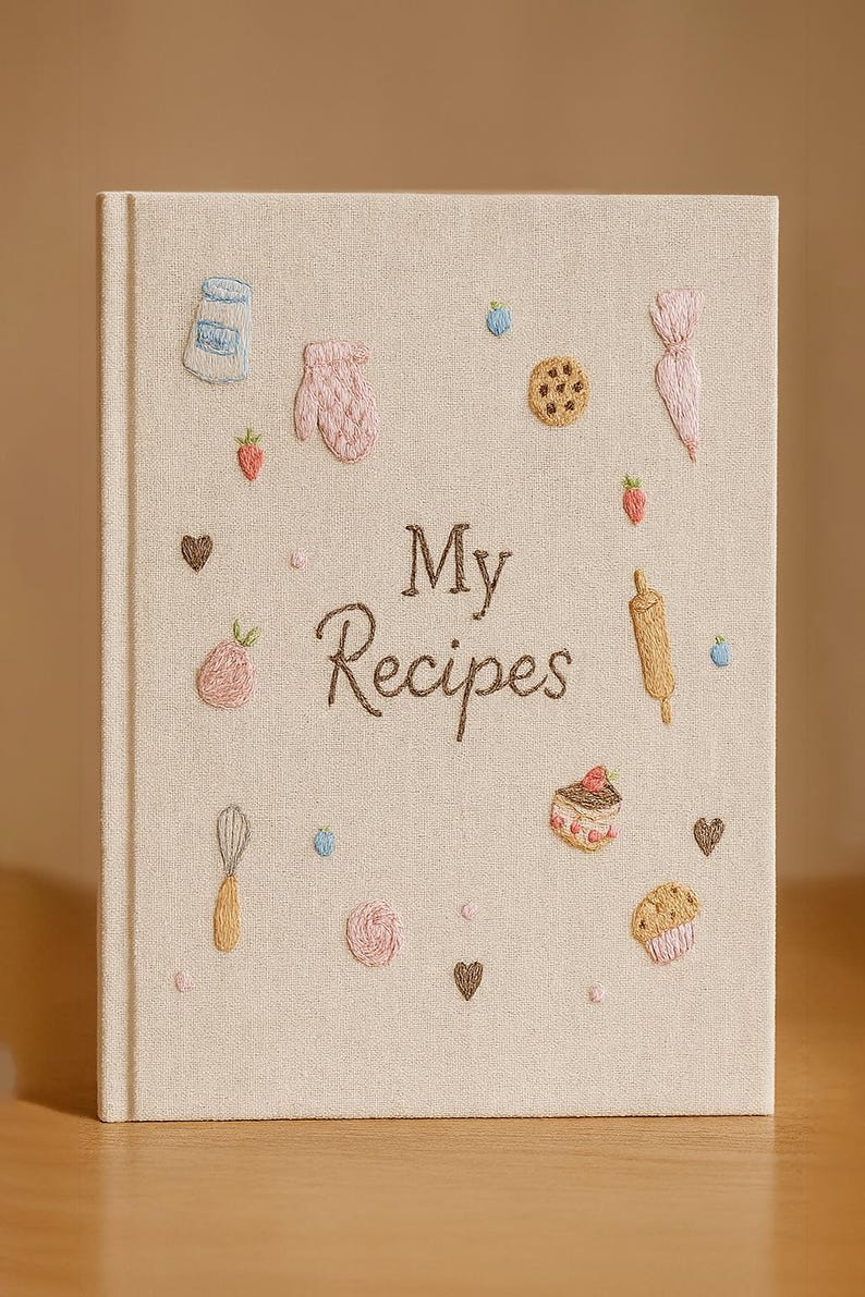 Personalized Recipe Notebook, My Recipes Hand Embroidered Notebook ...