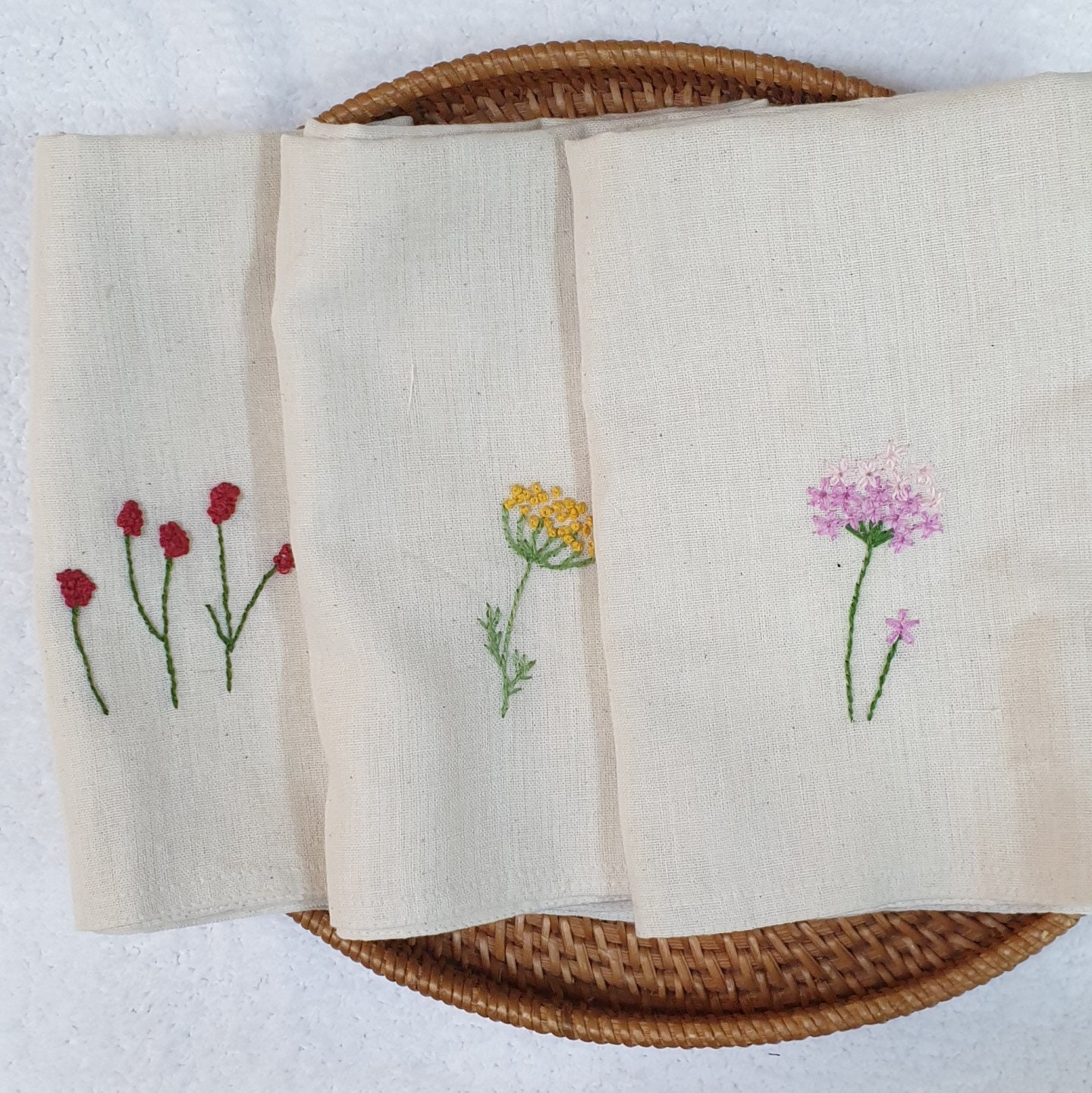 Personalized Rustic Hand Embroidered Napkins, Handmade Linen Napkins ...