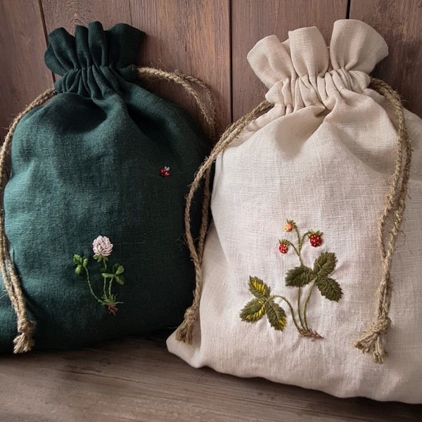 Linen Drawstring Bag - Etsy