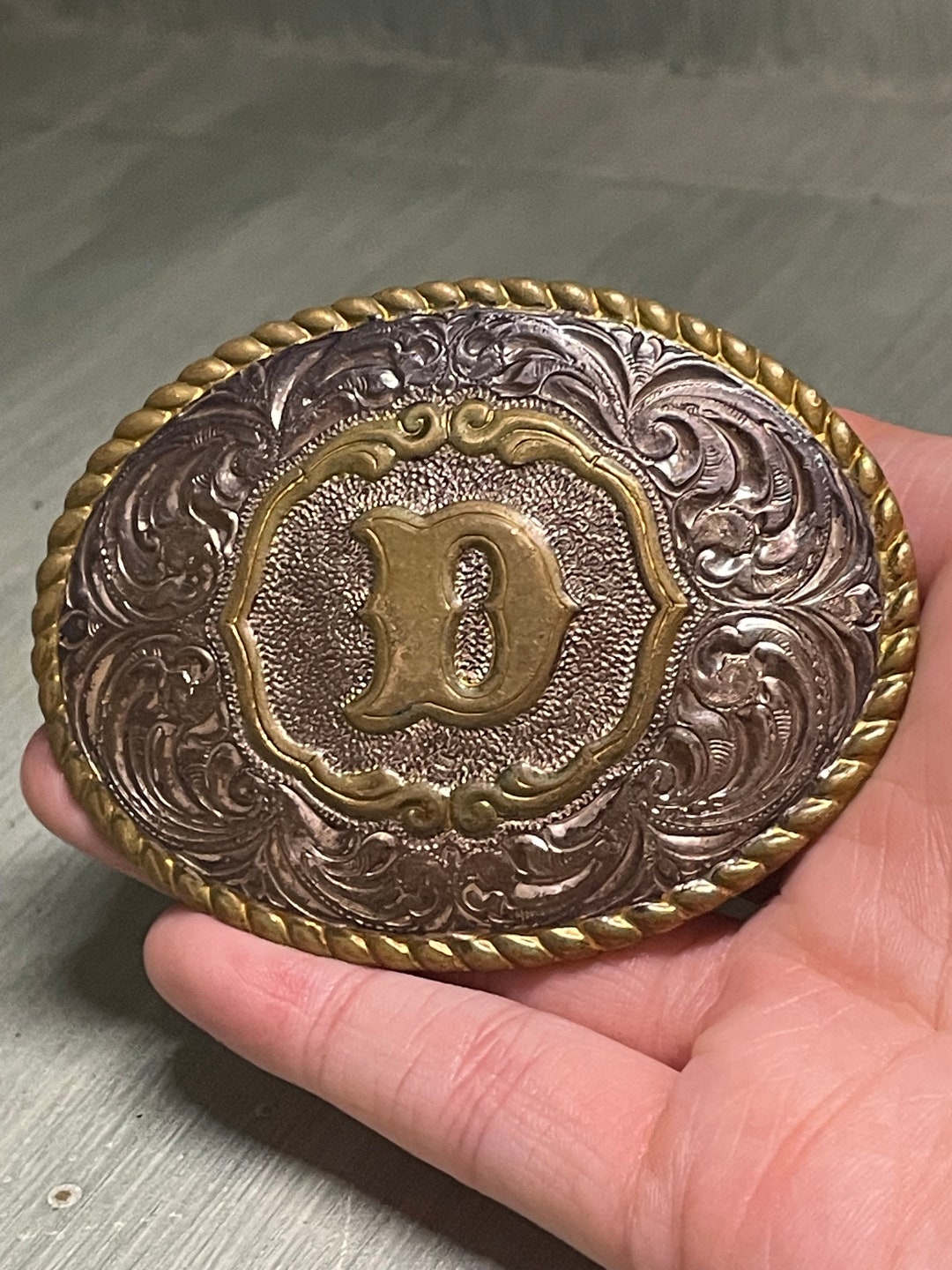 Silver and Gold “D” Colored Belt Buckle - Etsy