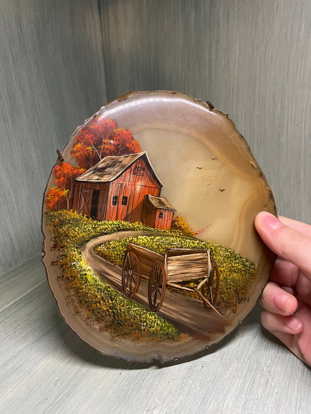 Vintage Painted Geode/crystal Slab - Etsy