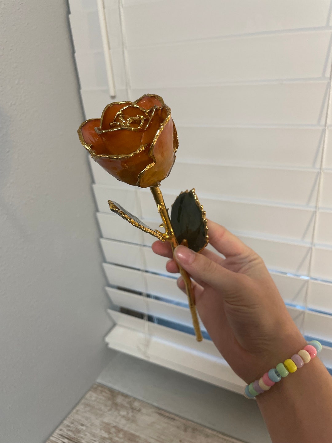 24k Gold Dipped Peach Colored Rose - Etsy