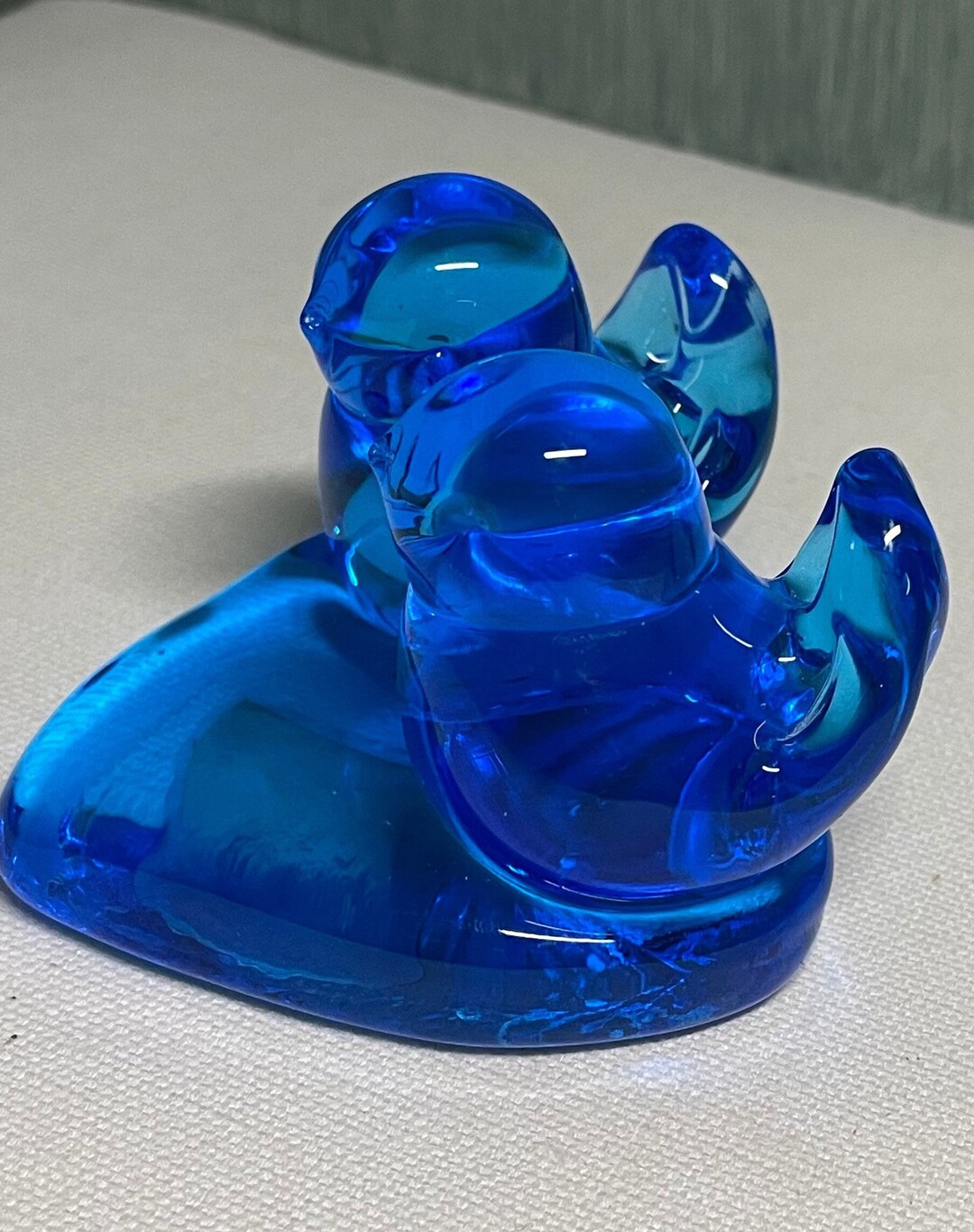 Double Bluebird of Happiness With Curved Tails on Heart Base - Etsy