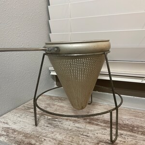 Vintage Cone Shaped Metal Strainer With Stand - Etsy