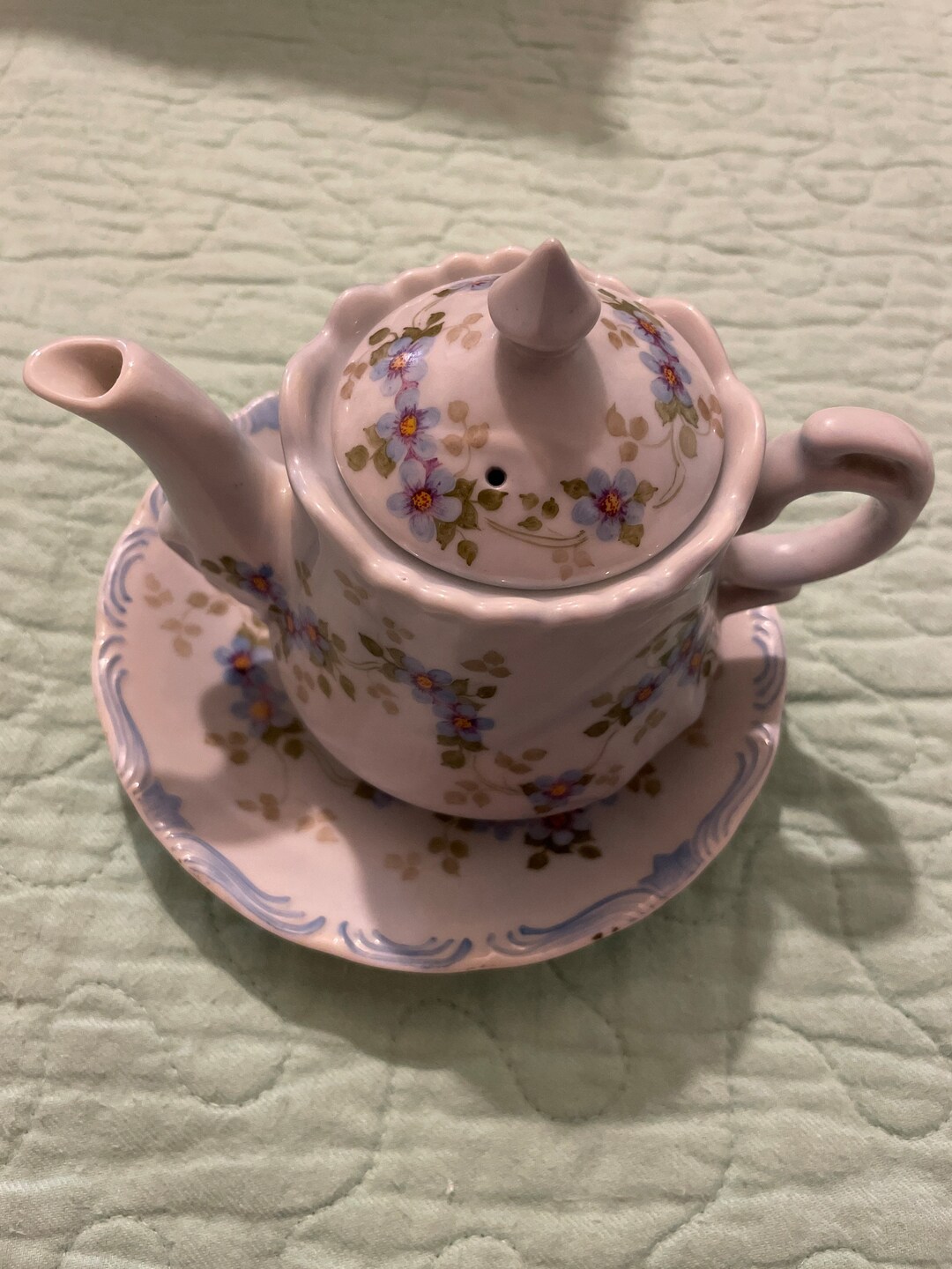 Handpainted Teapot and Plate - Etsy