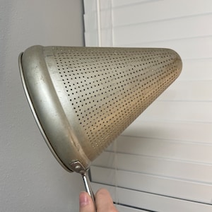 Vintage Cone Shaped Metal Strainer With Stand - Etsy