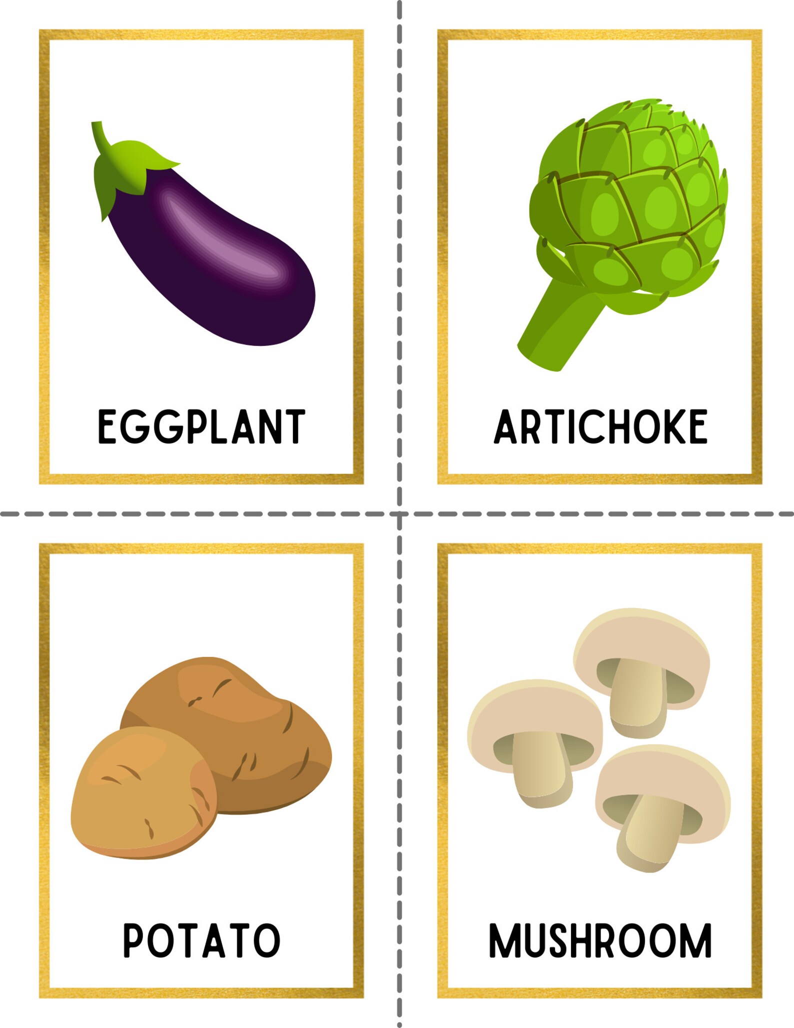 Printable Vegetable Cards 20 Printable Vegetable Flash Cards - Etsy