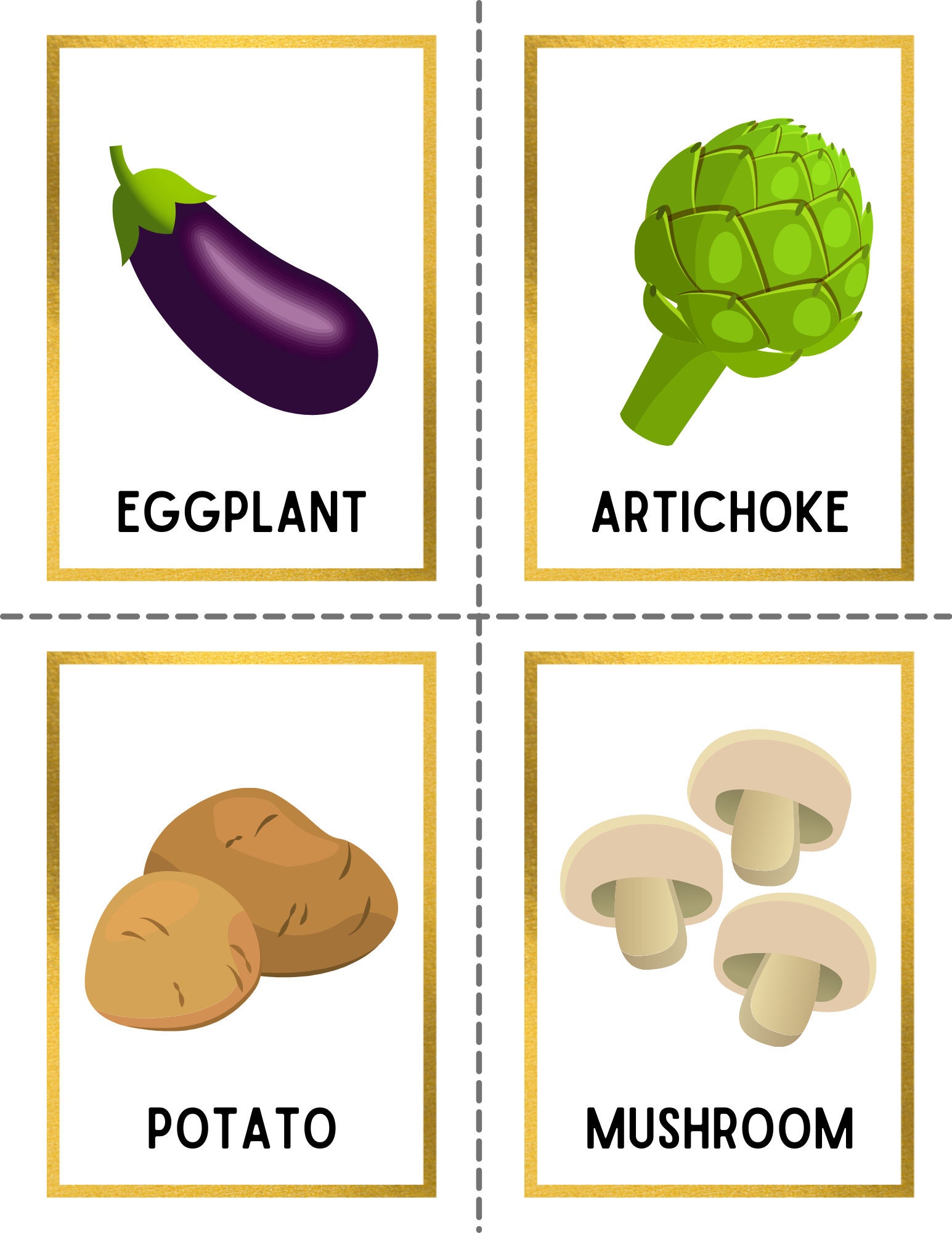 Printable Vegetable Cards 20 Printable Vegetable Flash Cards - Etsy España