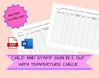 Daycare Staff Sign in Sheet - Etsy