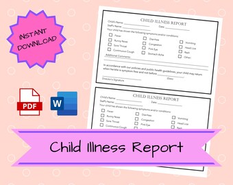 Child Illness Report - Etsy