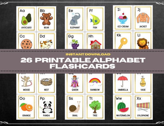 Printable Alphabet Cards 26 Printable Alphabet Flash Cards | Etsy