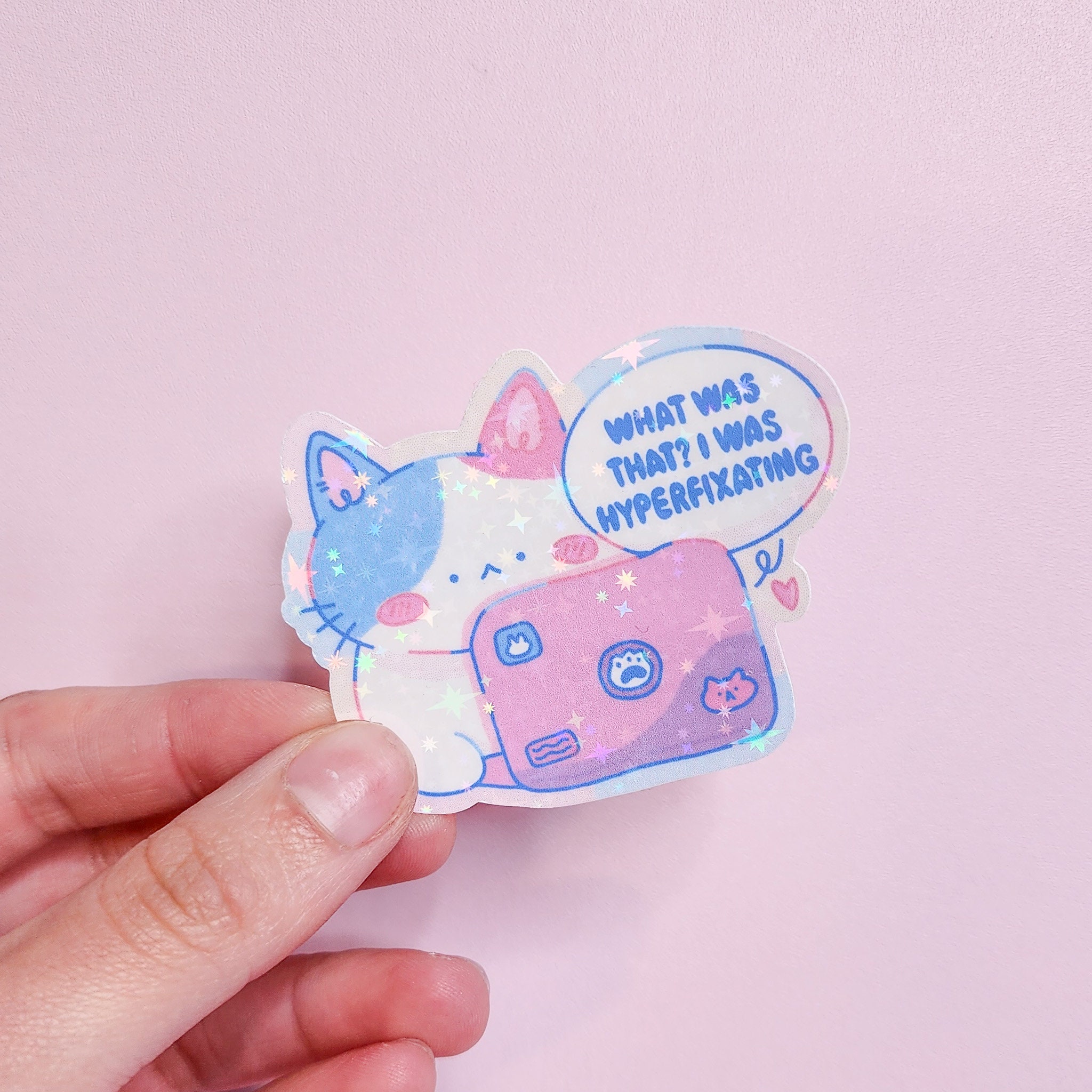 Hyperfixating Cat Sticker, ADHD Sticker, Neurodivergent Sticker, Cute ...