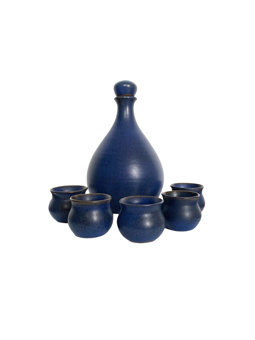 Jan and Helga GROVE Matte Cobalt Blue Decanter and Five Cups - Etsy
