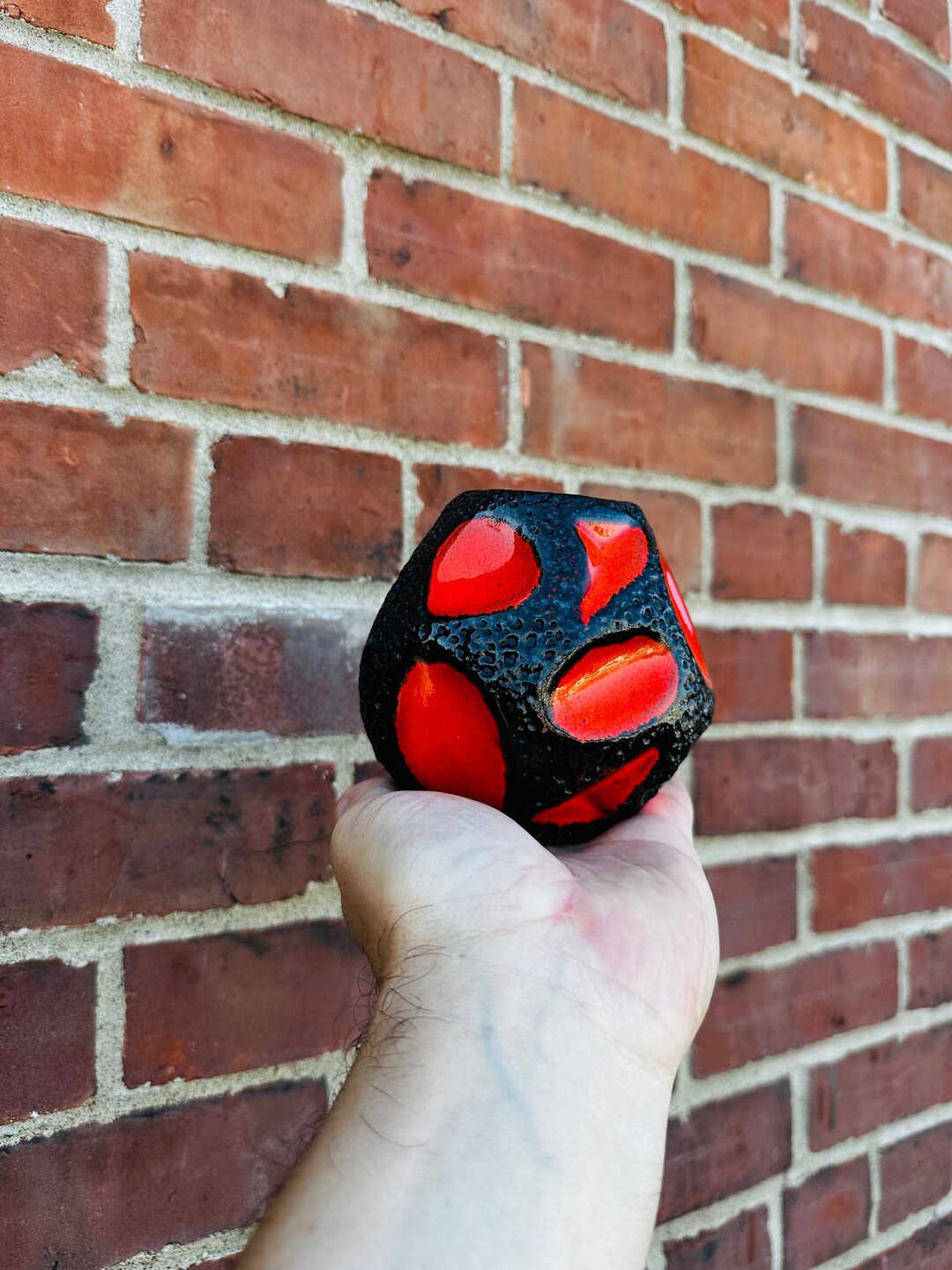 ROTH Keramik Black & Red Fat Lava pebble Vase - Etsy