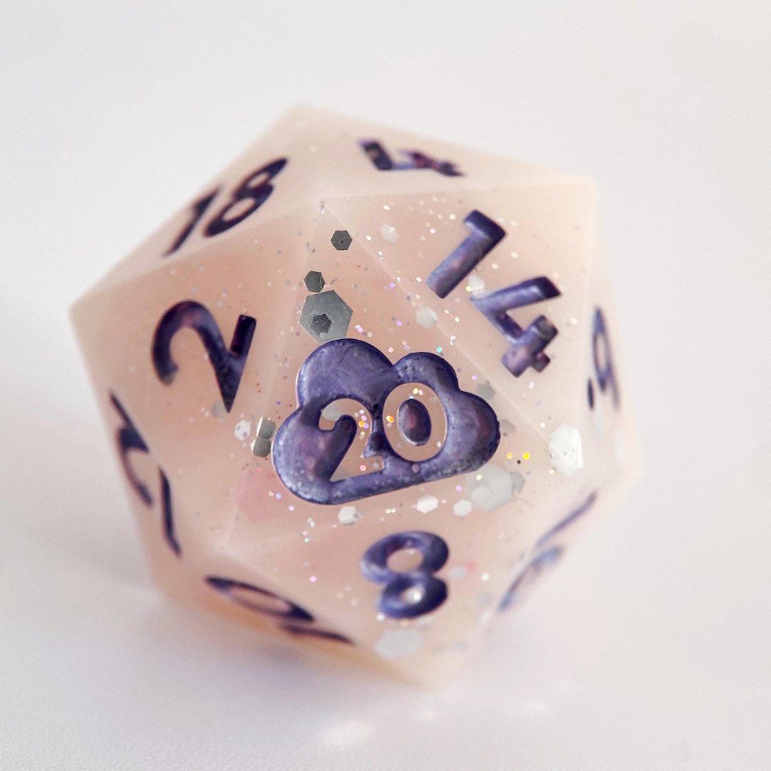 Pastel Pink Sparkle D20 Dice 30mm Dice Resin Dice Handmade Dice D and D ...