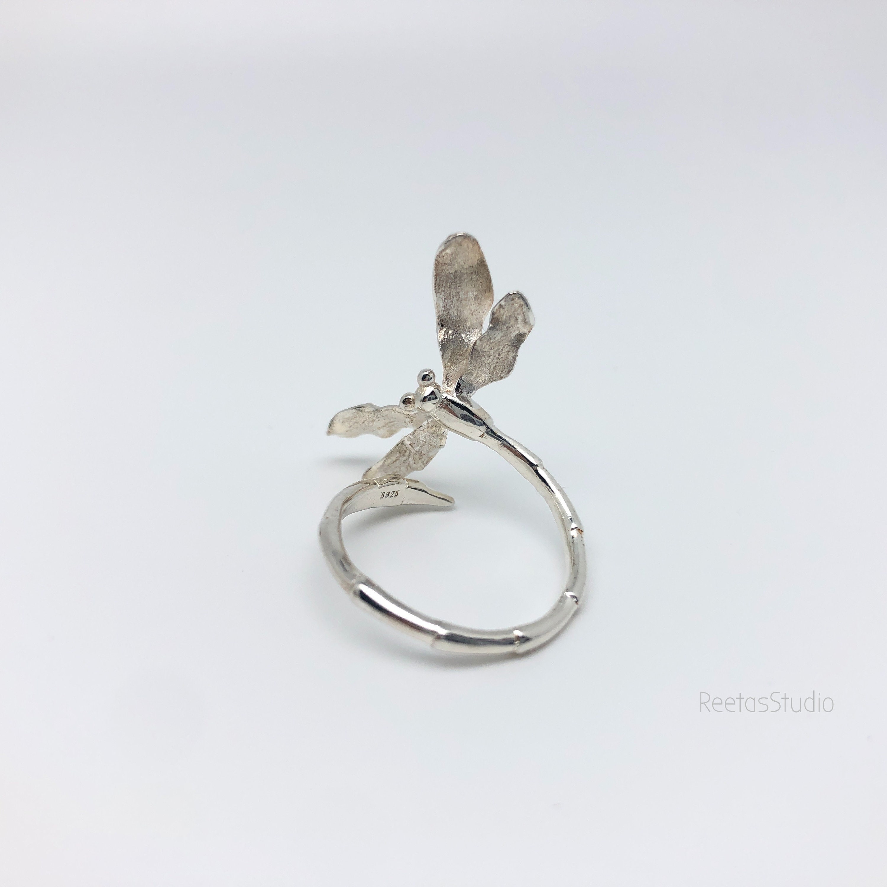 Dragonfly Sterling Silver Ring 3D Adjustable - Etsy UK