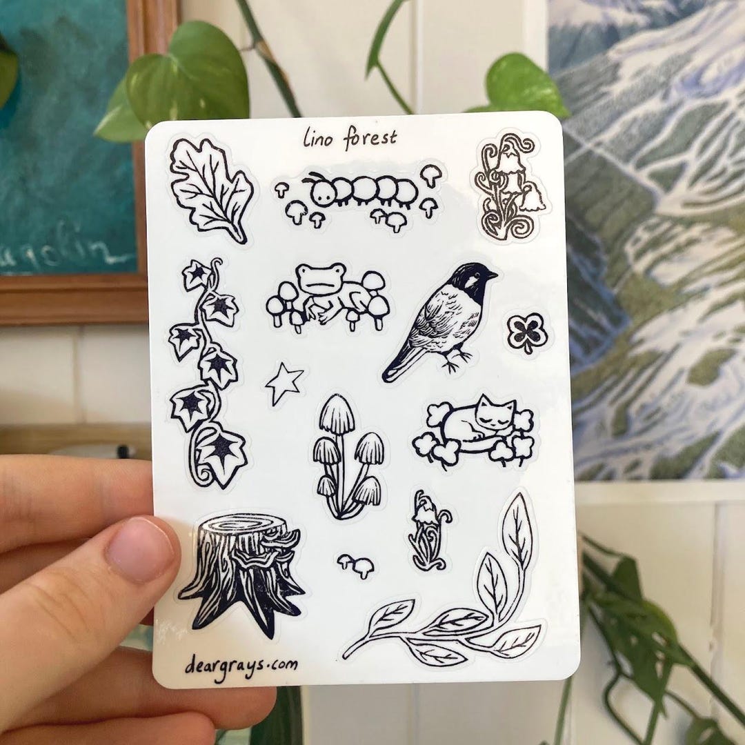 Lino Forest - Small Vinyl Sticker Sheet - Etsy