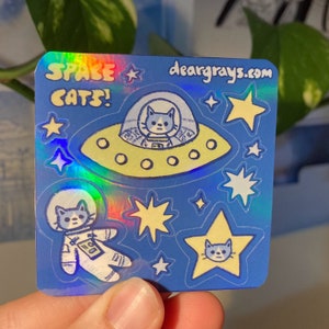Space Cats Mini Sticker Sheet - Etsy
