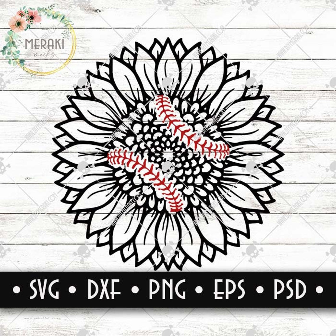 Sunflower Baseball/ Softball Cut File & SVG|| Cricut Silhouette ...