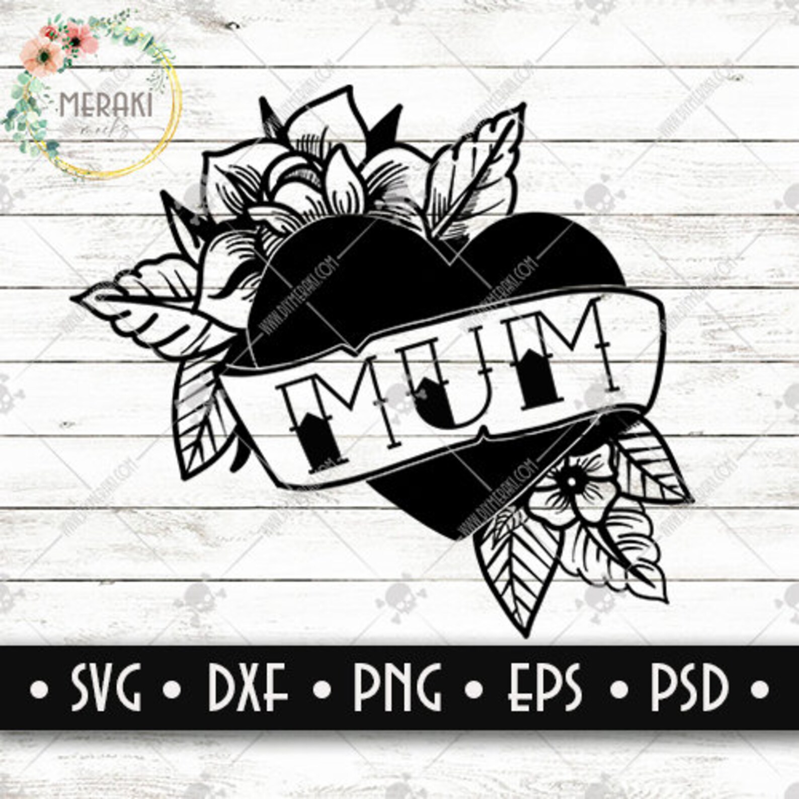 MOM Traditional Style Heart || Traditional Style || Cut File & SVG ...
