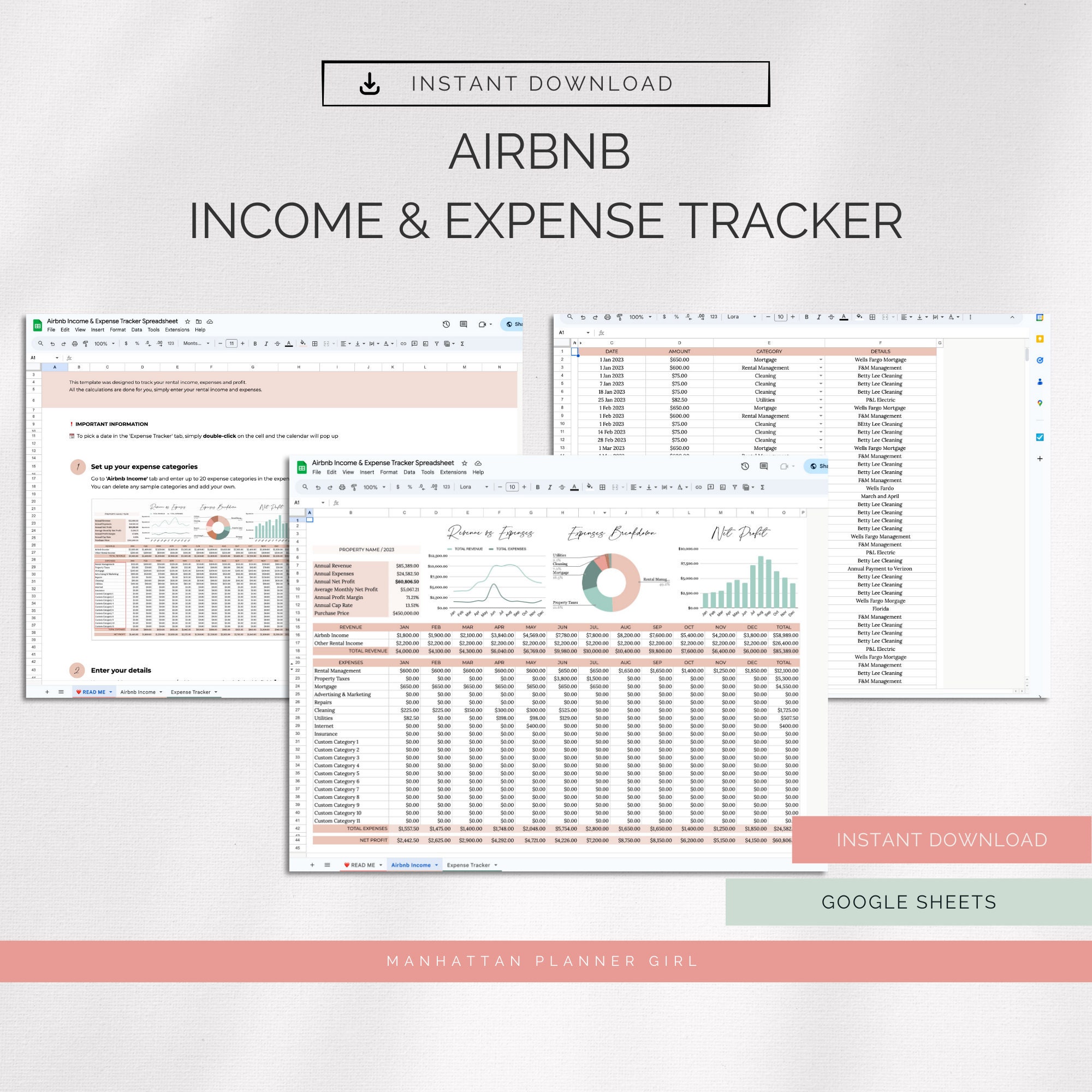 Airbnb Income and Expense Tracker, Rental Income Spreadsheet, Real ...