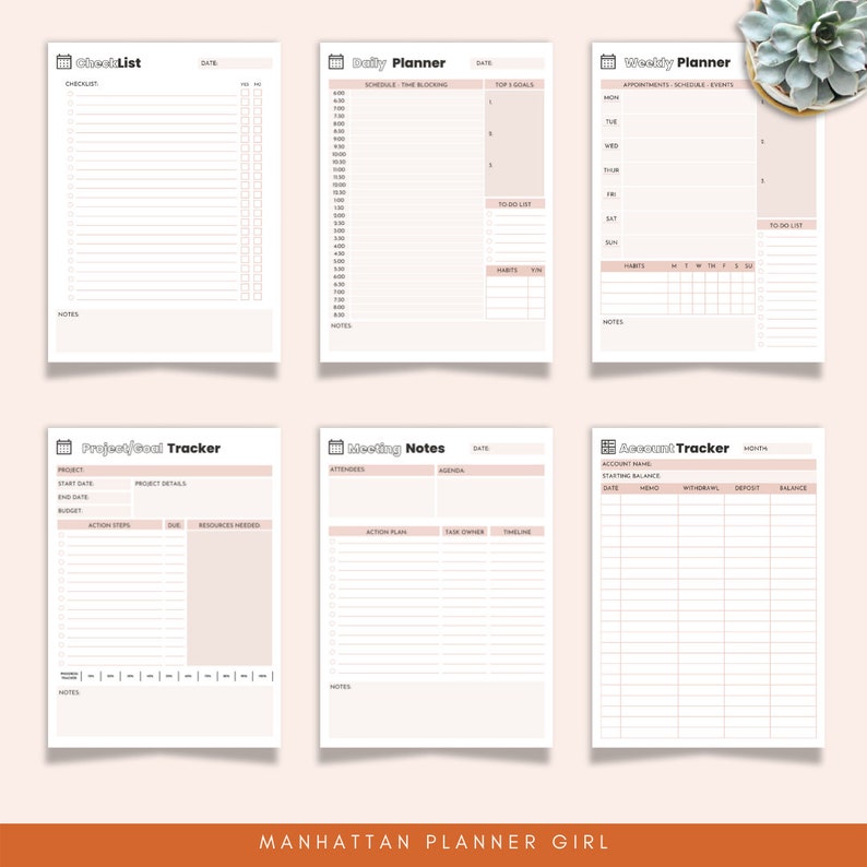 Printable Planner Sheets | Templates for Daily, Monthly, Budget, Life ...