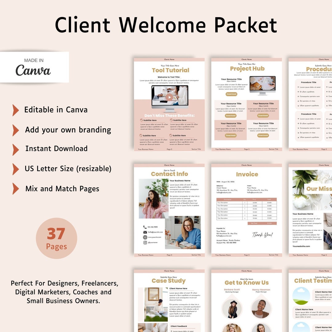 Welcome Guide Packet Editable Client Onboarding Templates Toolkit For