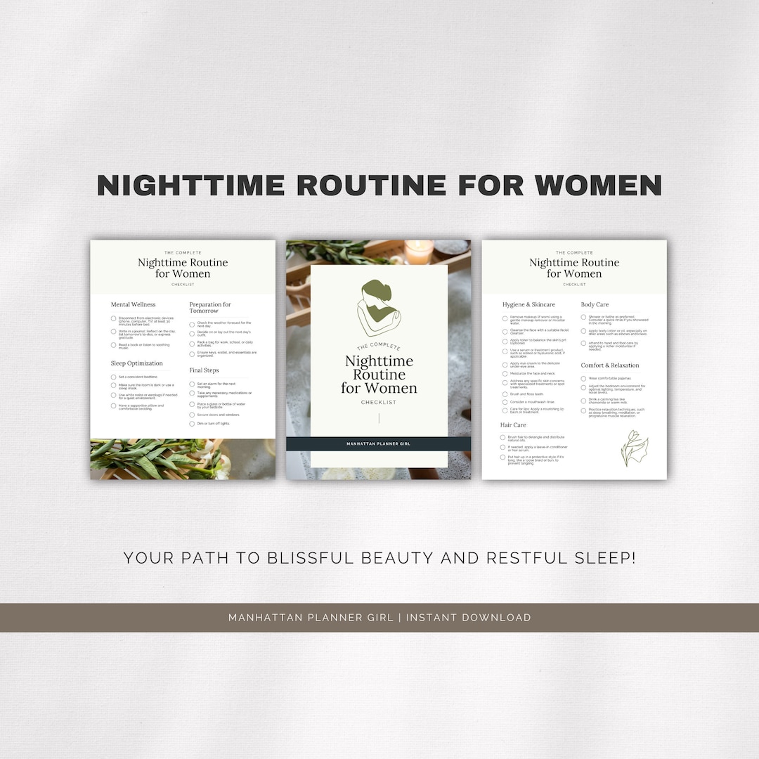Nighttime Routine for Women, Daily Routine, Self Care Checklist ...