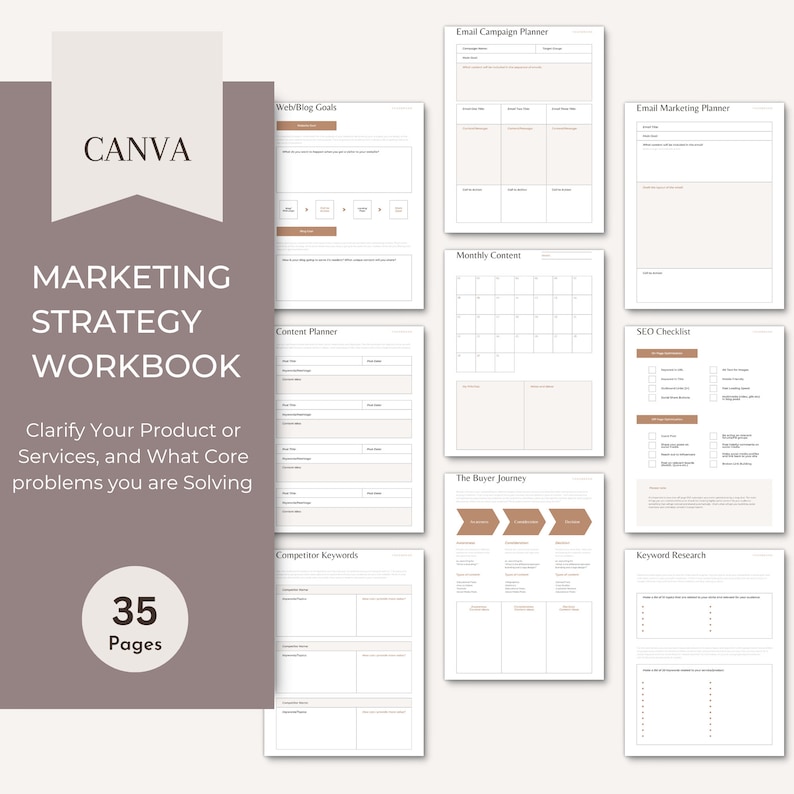 Marketing Strategy Workbook, Marketing Planner, Digital Marketing ...