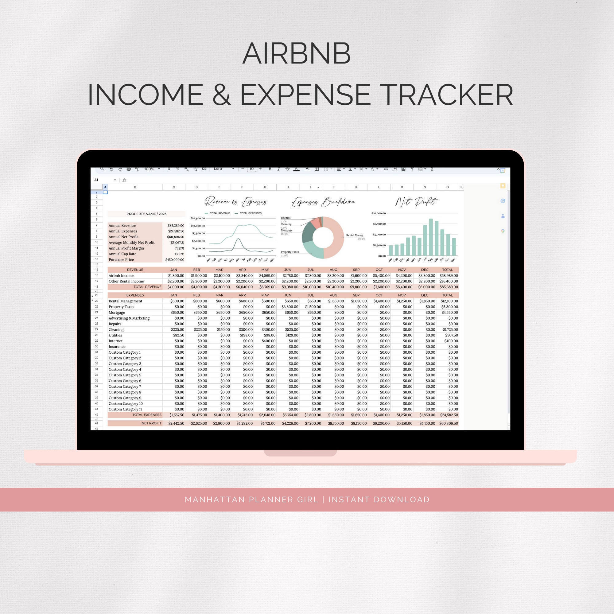 Airbnb Income and Expense Tracker, Rental Income Spreadsheet, Real ...