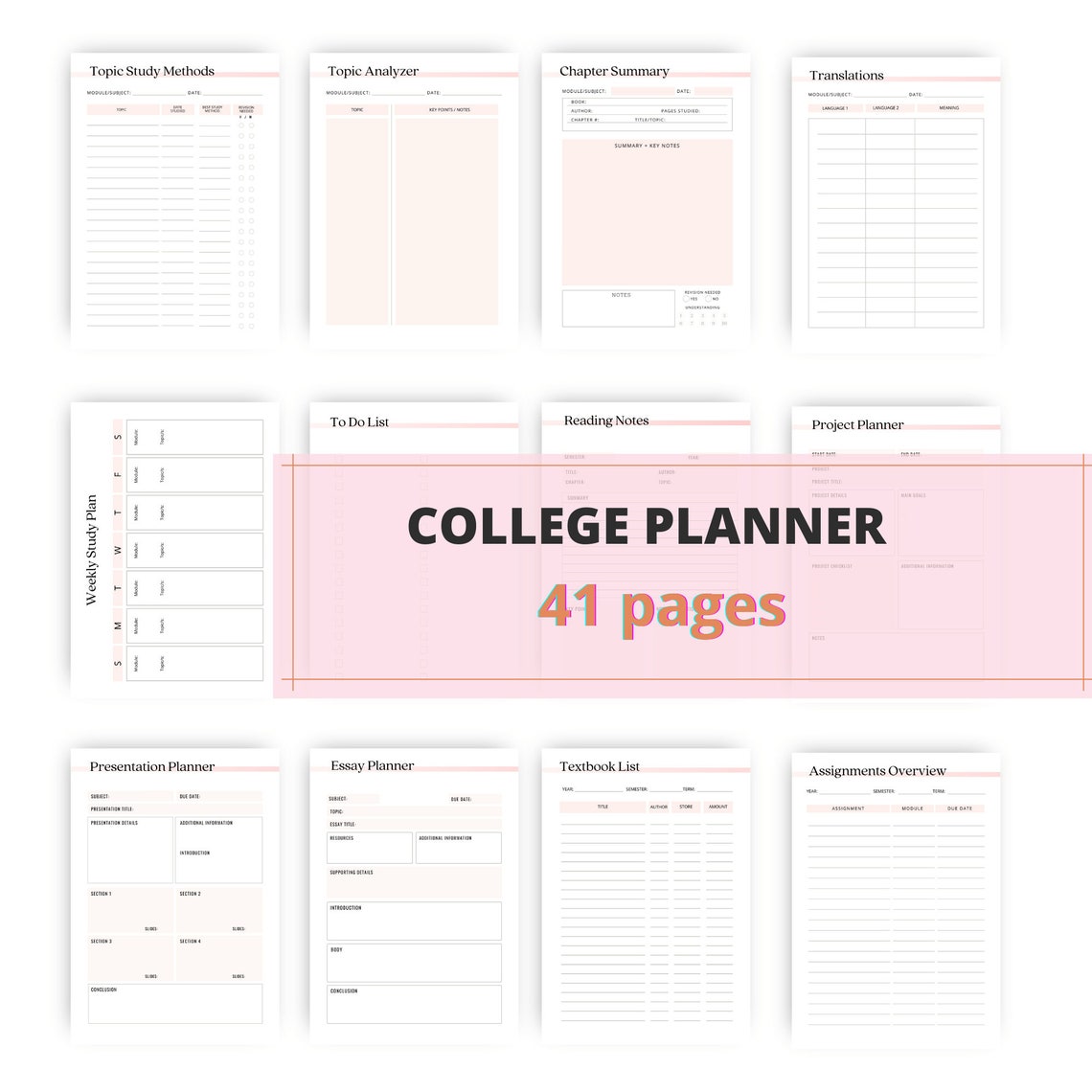 College and University Planner for High School and College Students ...