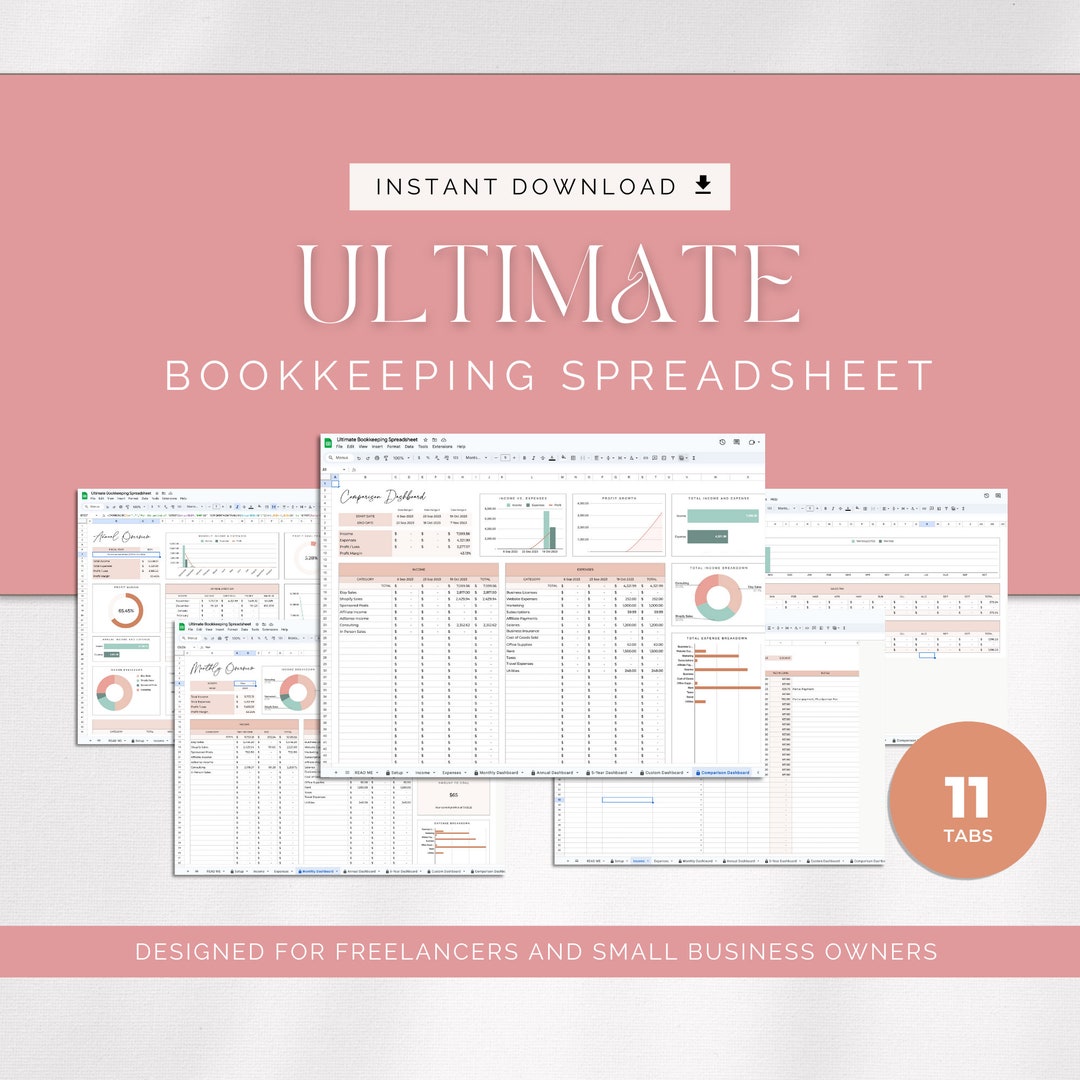 Ultimate Bookkeeping Spreadsheet, Budget Spreadsheet, Expense Tracker ...