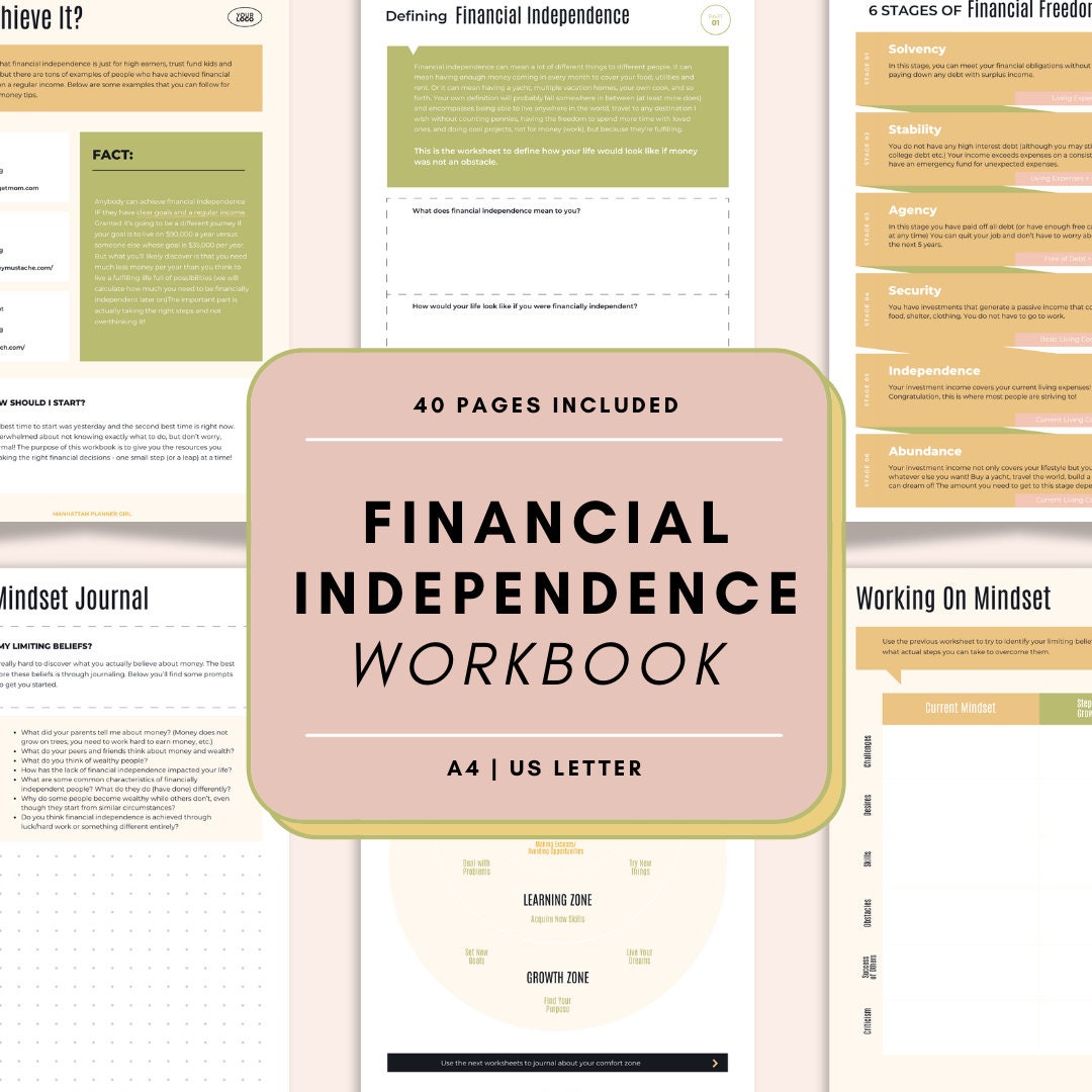 Financial Independence Workbook, Financial Freedom Planner, Debt ...