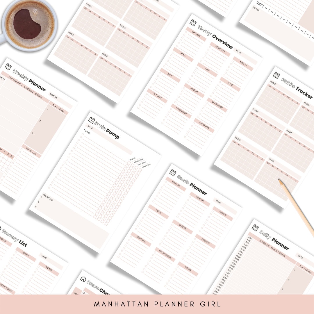 Printable Planner Sheets Templates for Daily, Monthly, Budget, Life ...