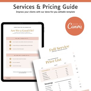 Editable in Canva, Services and Pricing Guide Template, for Freelancers ...