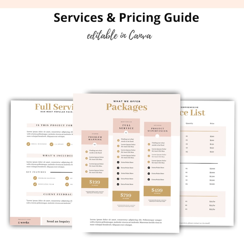 Editable in Canva, Services and Pricing Guide Template, for Freelancers ...