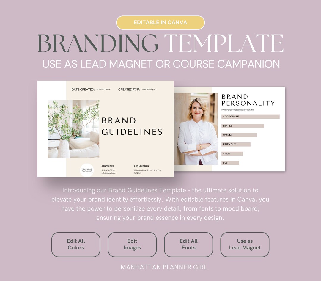 Brand Guidelines Kit, Business Branding, Social Media Branding, DIY ...
