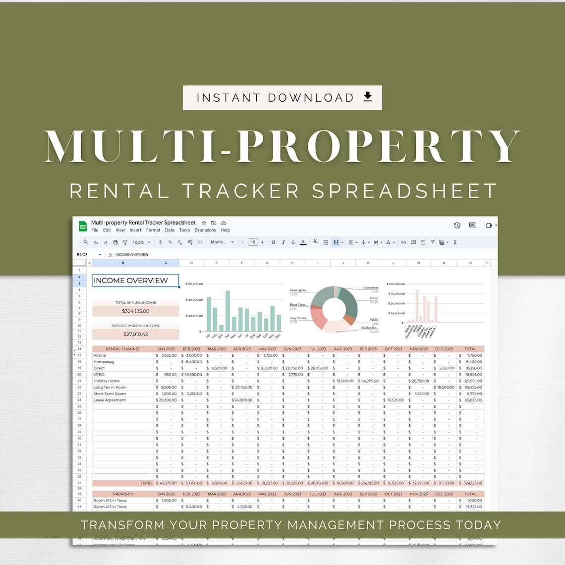 Ultimate Multi-property Rental Tracker, Real Estate Investments ...